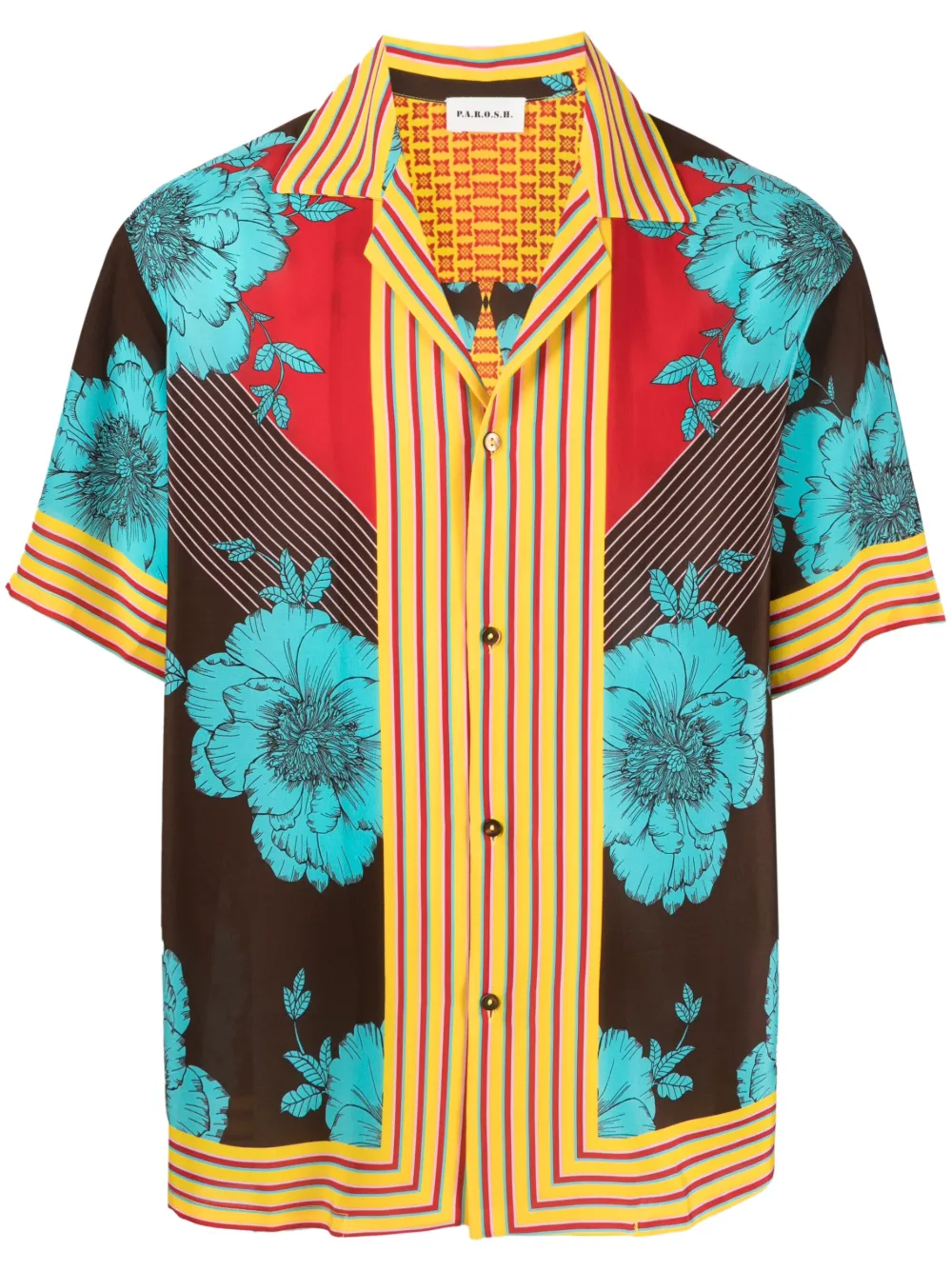 P A R O S H Mix print Silk Short sleeve Shirt Farfetch