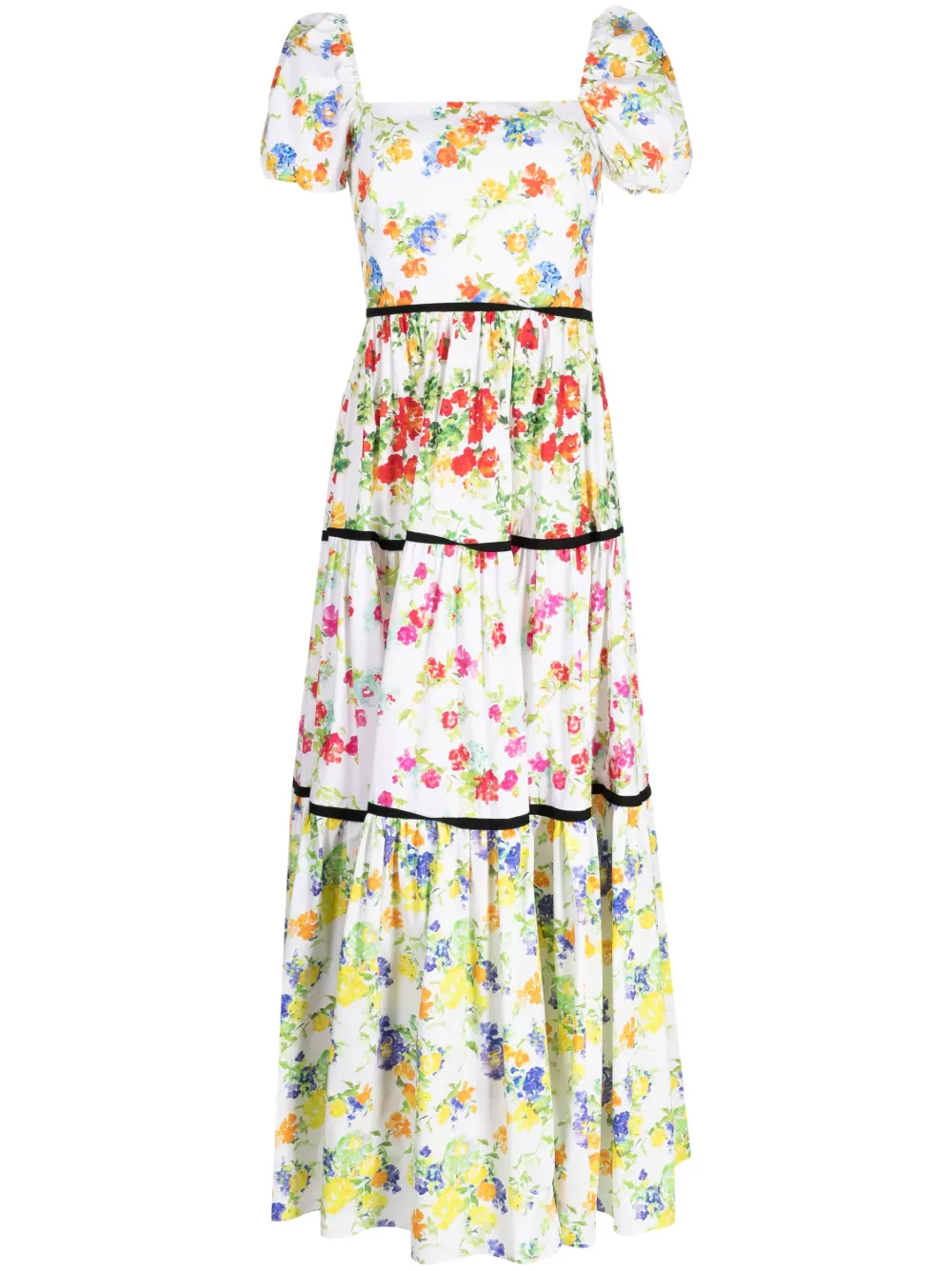 Caroline Constas Hart Floral Poplin Puff-sleeve Maxi Dress In Multi ...