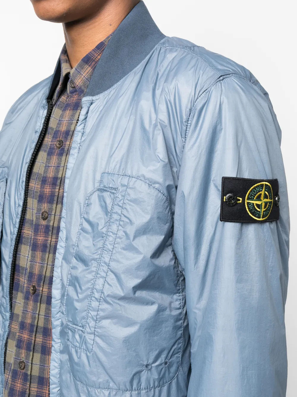 Stone Island Compass-patch Bomber Jacket In Blau | ModeSens