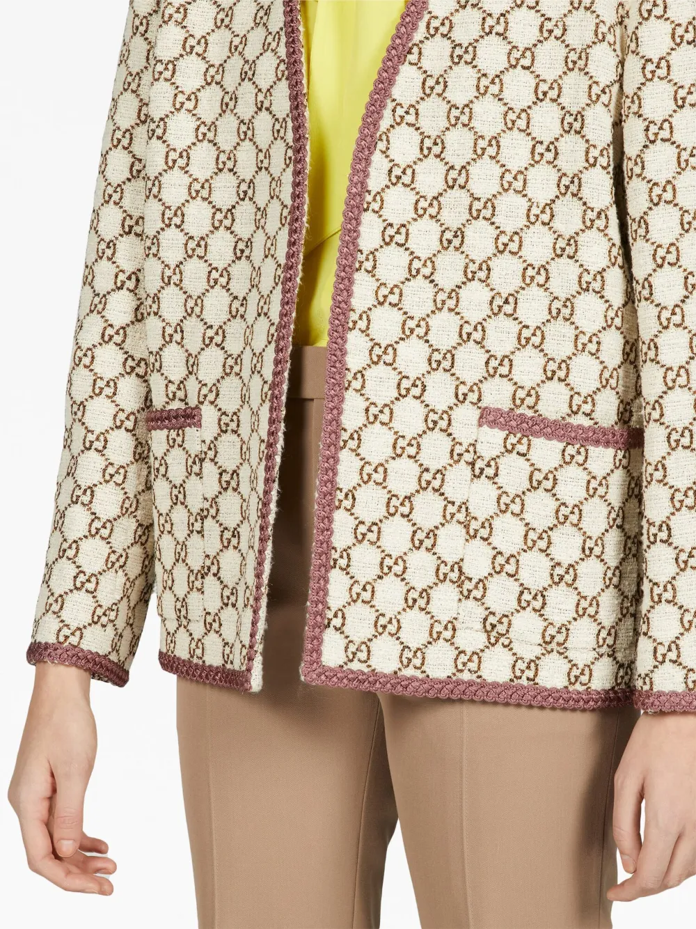Gucci Gg Cotton Tweed Jacket In Beige | ModeSens