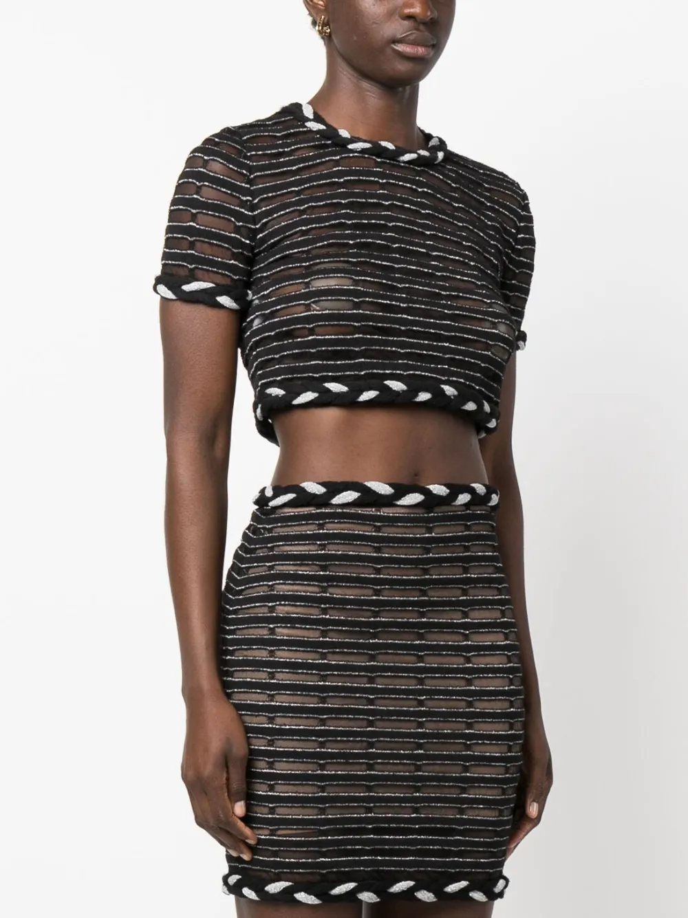 Genny braided-edge Knitted Crop Top | Black | FARFETCH