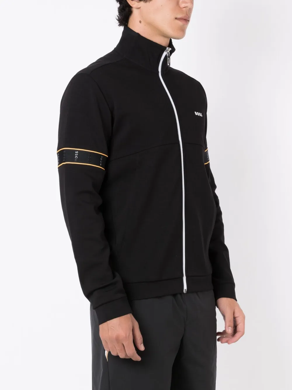 BOSS logo-print zip-up Cardigan | Black | FARFETCH