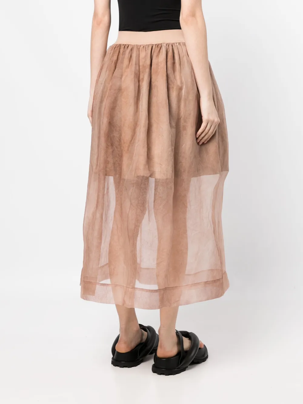 Uma Wang Layered Sheer-panel Skirt In Brown | ModeSens