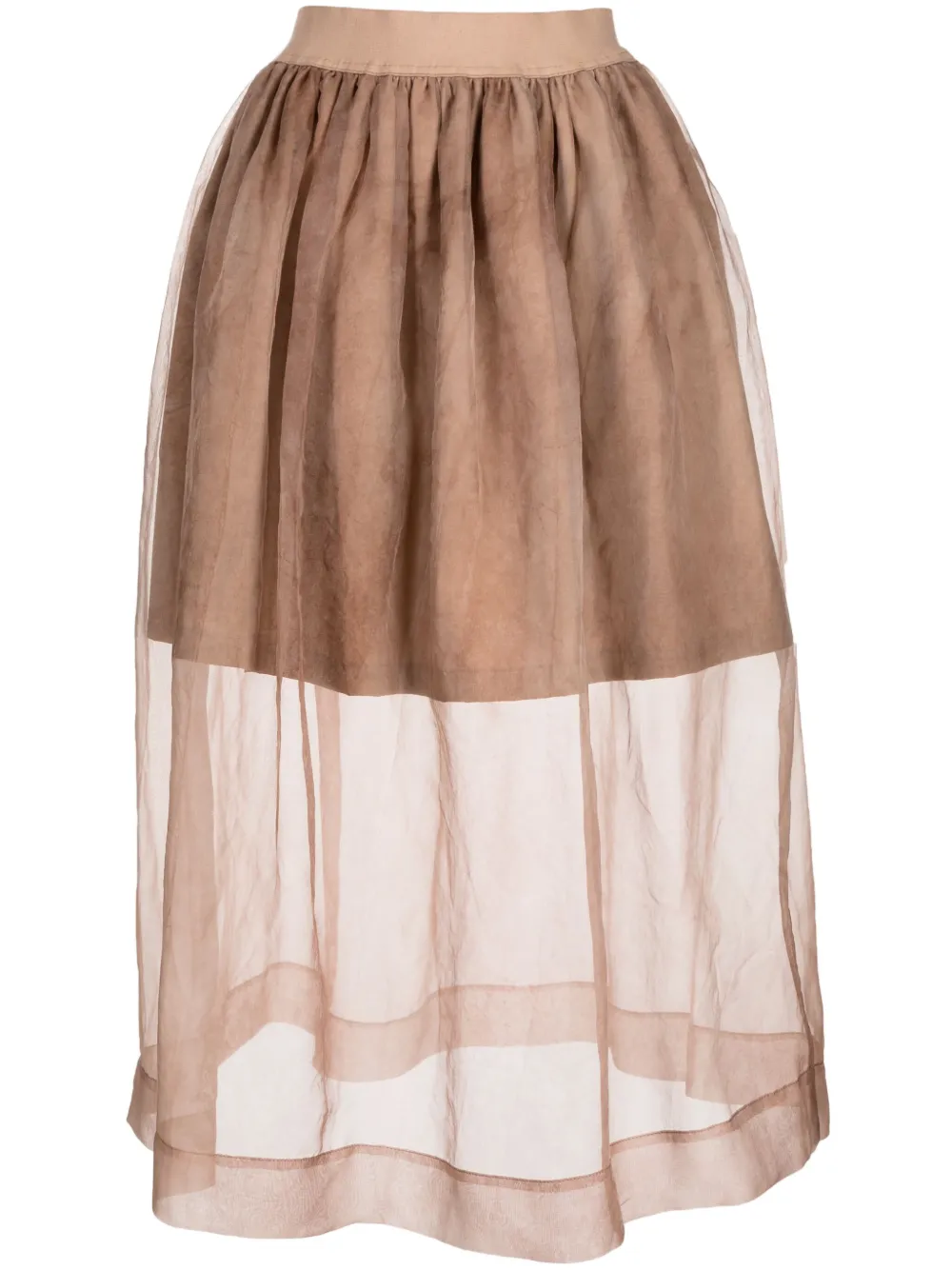 Uma Wang Layered Sheer-panel Skirt In Brown | ModeSens