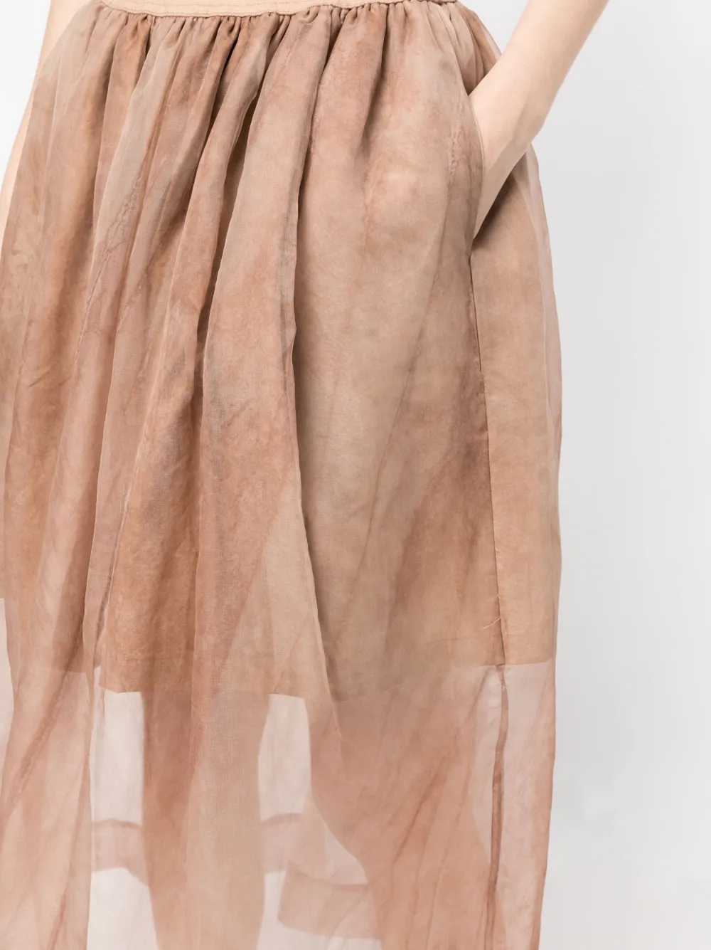 Uma Wang Layered Sheer-panel Skirt In Brown | ModeSens