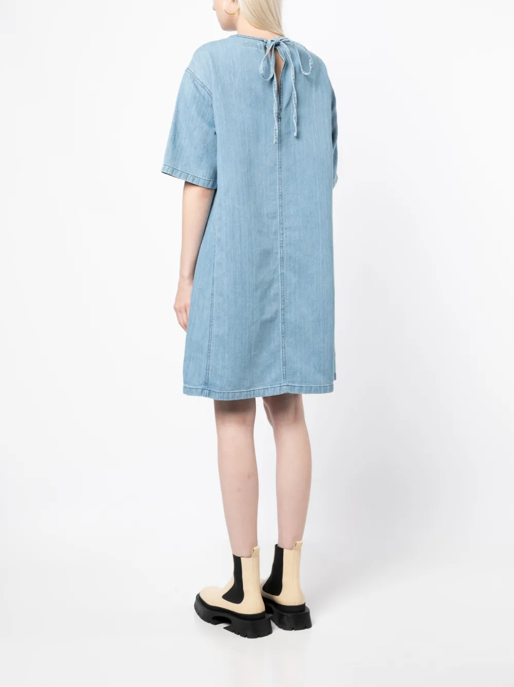 Studio Tomboy Short-sleeve Denim Midi Dress In Blue | ModeSens