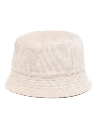 Brunello Cucinelli logo-tag Corduroy Bucket Hat | Neutrals | FARFETCH