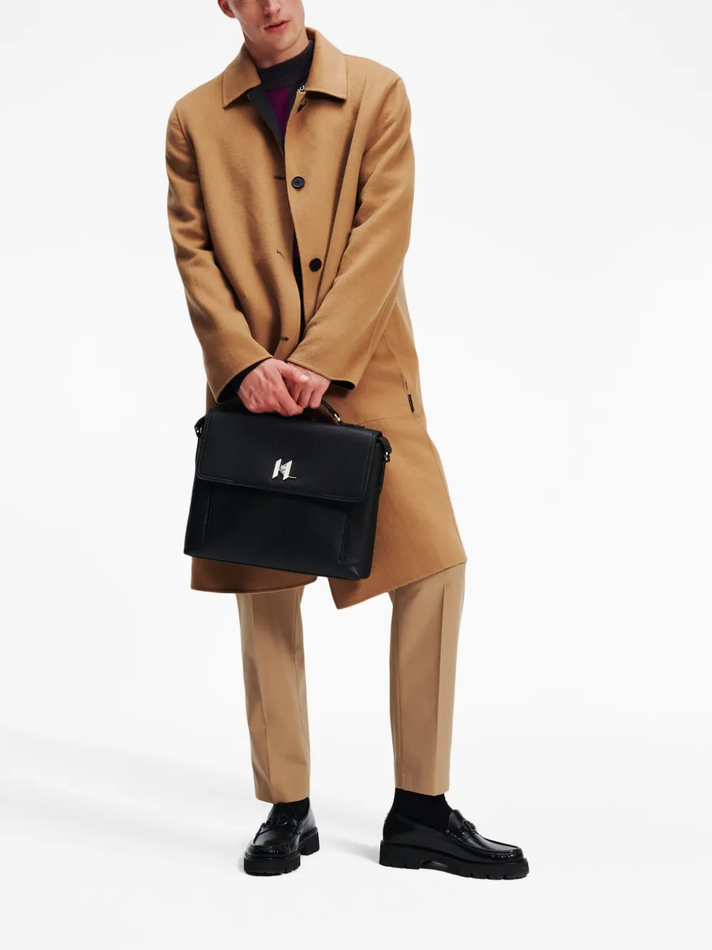 Karl Lagerfeld logo-tag Reversible Coat | Brown | FARFETCH