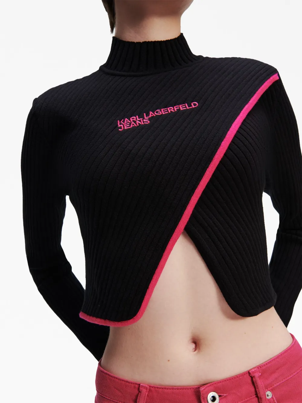 Karl Lagerfeld Jeans cross-front Cropped Jumper | Black | FARFETCH