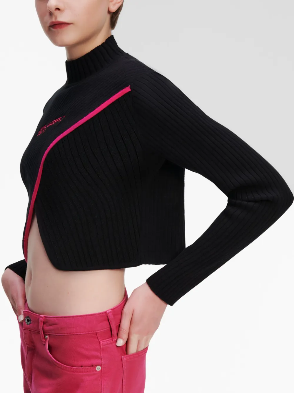 Karl Lagerfeld Jeans cross-front Cropped Jumper | Black | FARFETCH