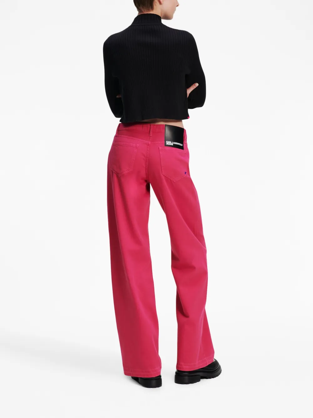Karl Lagerfeld Jeans cross-front Cropped Jumper | Black | FARFETCH