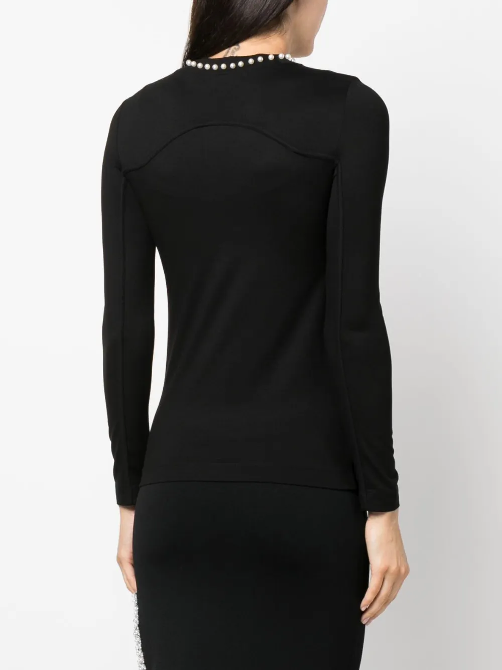 Karl Lagerfeld faux-pearl-embellished long-sleeve Top - Farfetch