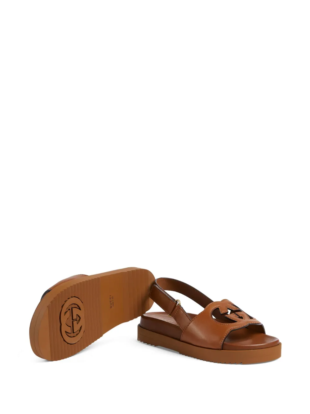 Gucci Interlocking G Leather Sandals In Brown | ModeSens