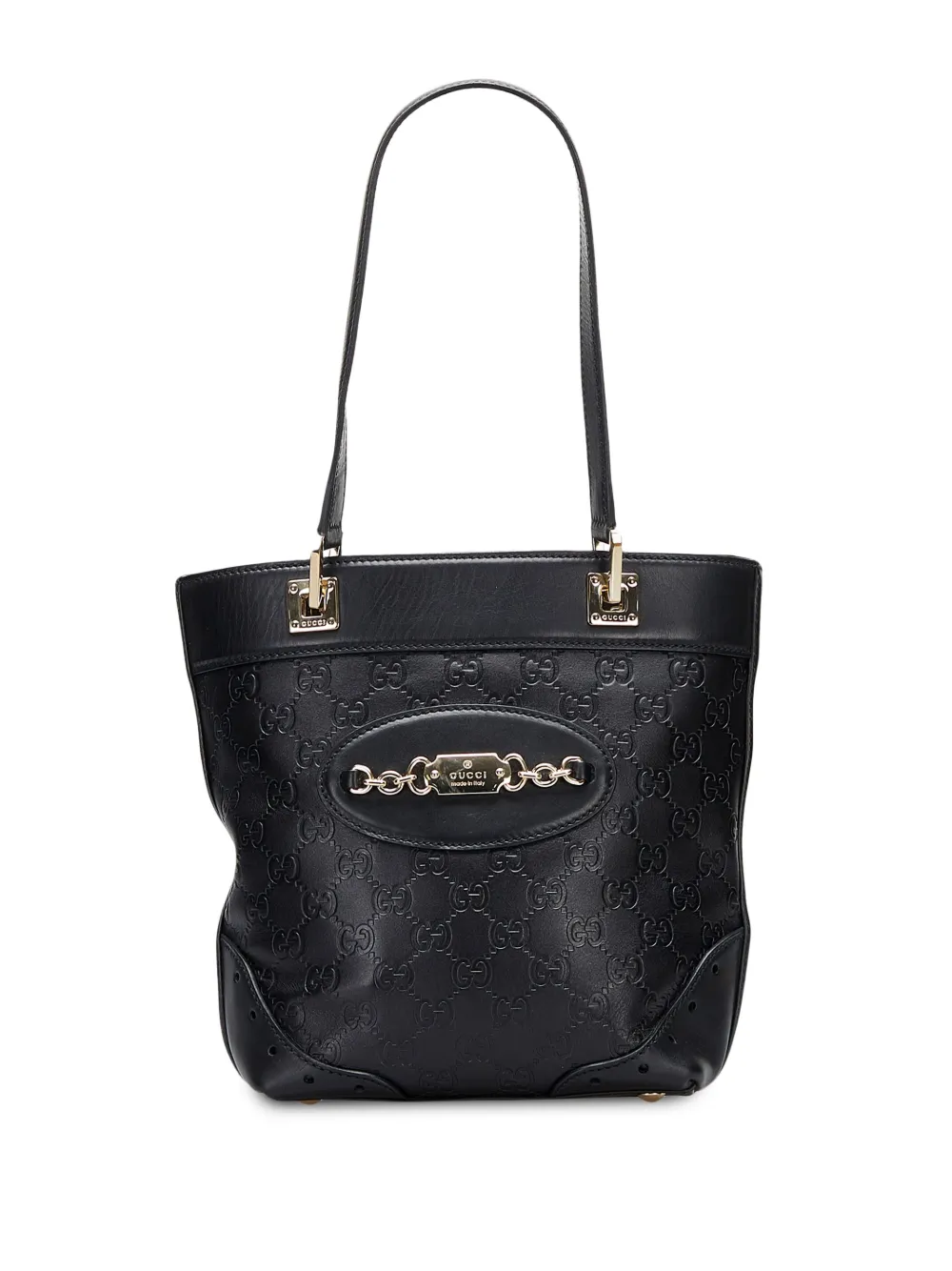 Pre-owned Gucci Ssima Punch Shoulder Bag In Black | ModeSens