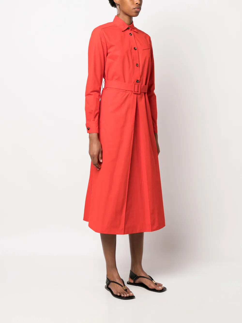 Kiton Belted Midi Shirt Dress - Farfetch