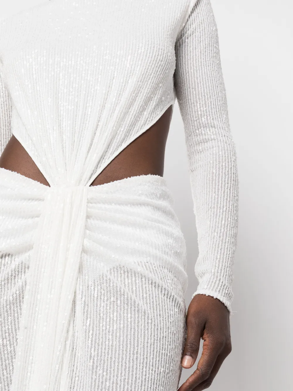 Elisabetta Franchi Sequin-embellished Cut-out Gown In White | ModeSens