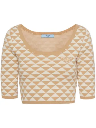 Prada Jacquard Knitted Top | Yellow | FARFETCH