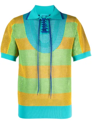 Botter mesh-panelling Polo Shirt | Blue | FARFETCH