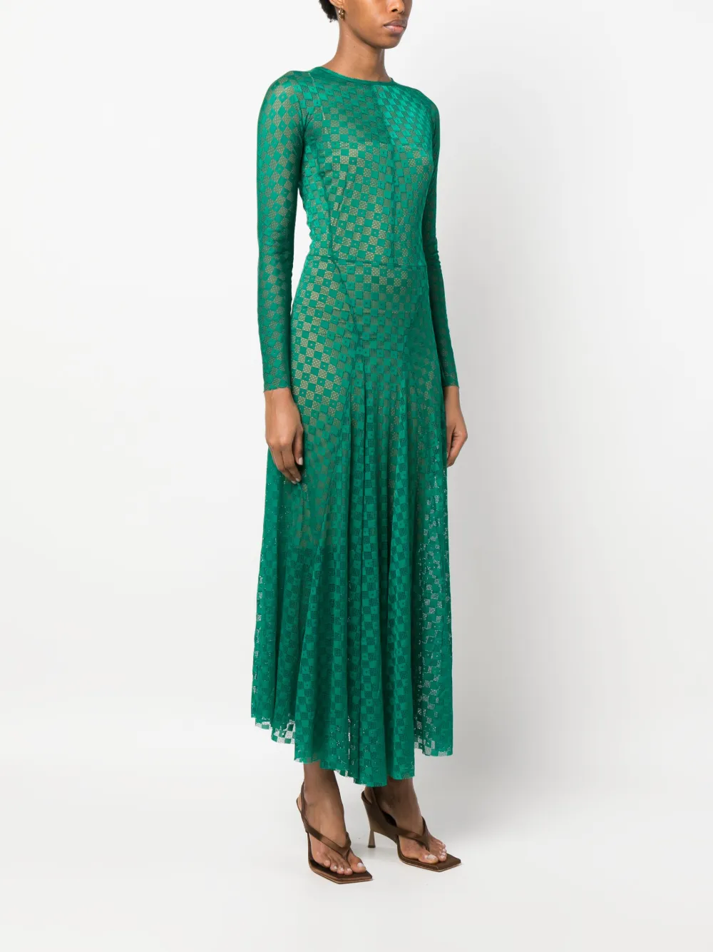 Forte Forte double-layer Lace Midi Dress | Green | FARFETCH