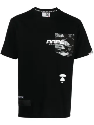 AAPE BY *A BATHING APE® logo-print crew-neck T-shirt | Black | FARFETCH UK