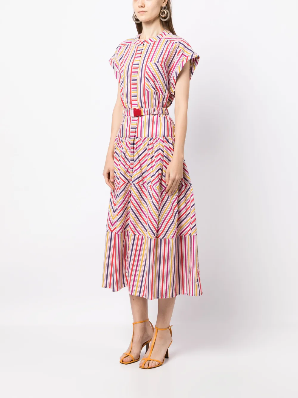 Silvia Tcherassi Stripe Print Cotton Midi Dress Farfetch