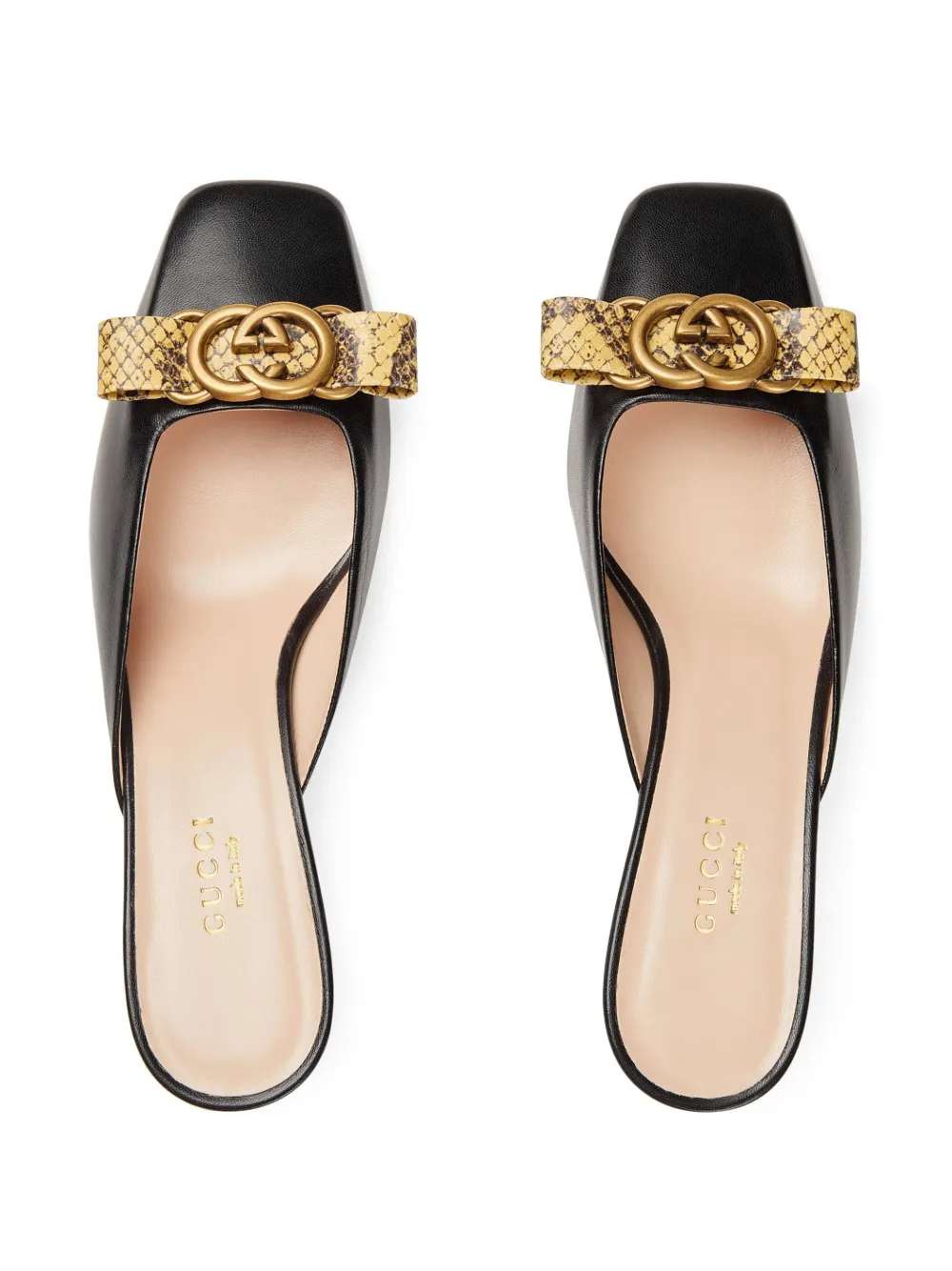 Gucci Interlocking-g Square-toe Mules In Black | ModeSens