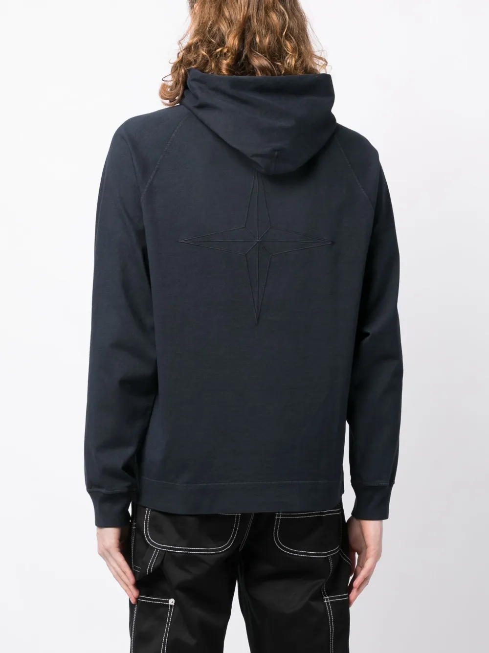 Stone Island logo-embroidered Cotton Hoodie | Blue | FARFETCH
