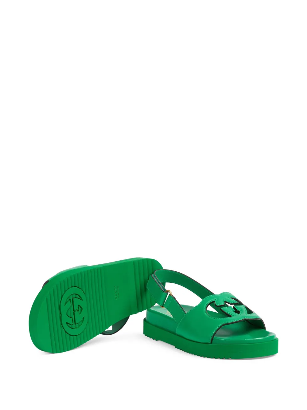 Gucci Green Interlocking G Sandals In New Shamarock | ModeSens