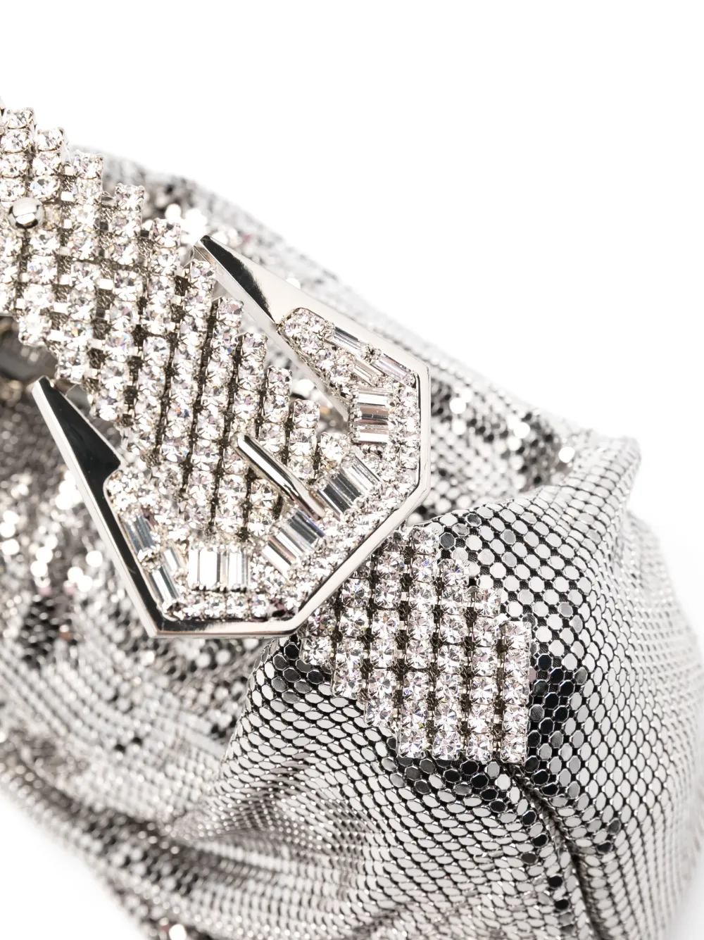 Gedebe ‘jill' Rhinestone Top Handle Metal Chainmail Handbag In Metallic ...