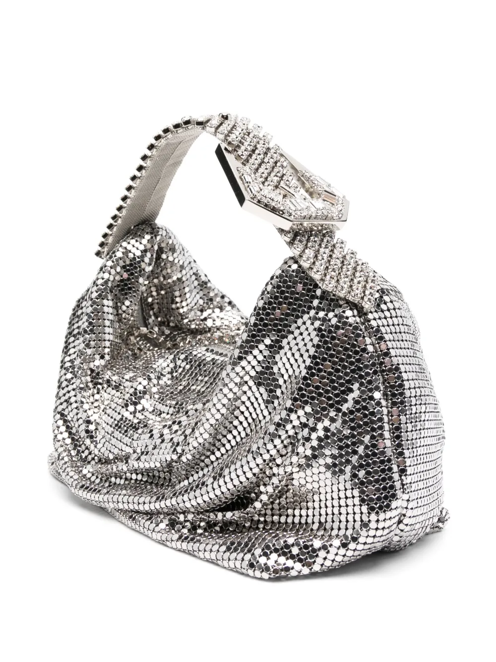 Gedebe ‘jill' Rhinestone Top Handle Metal Chainmail Handbag In Metallic ...