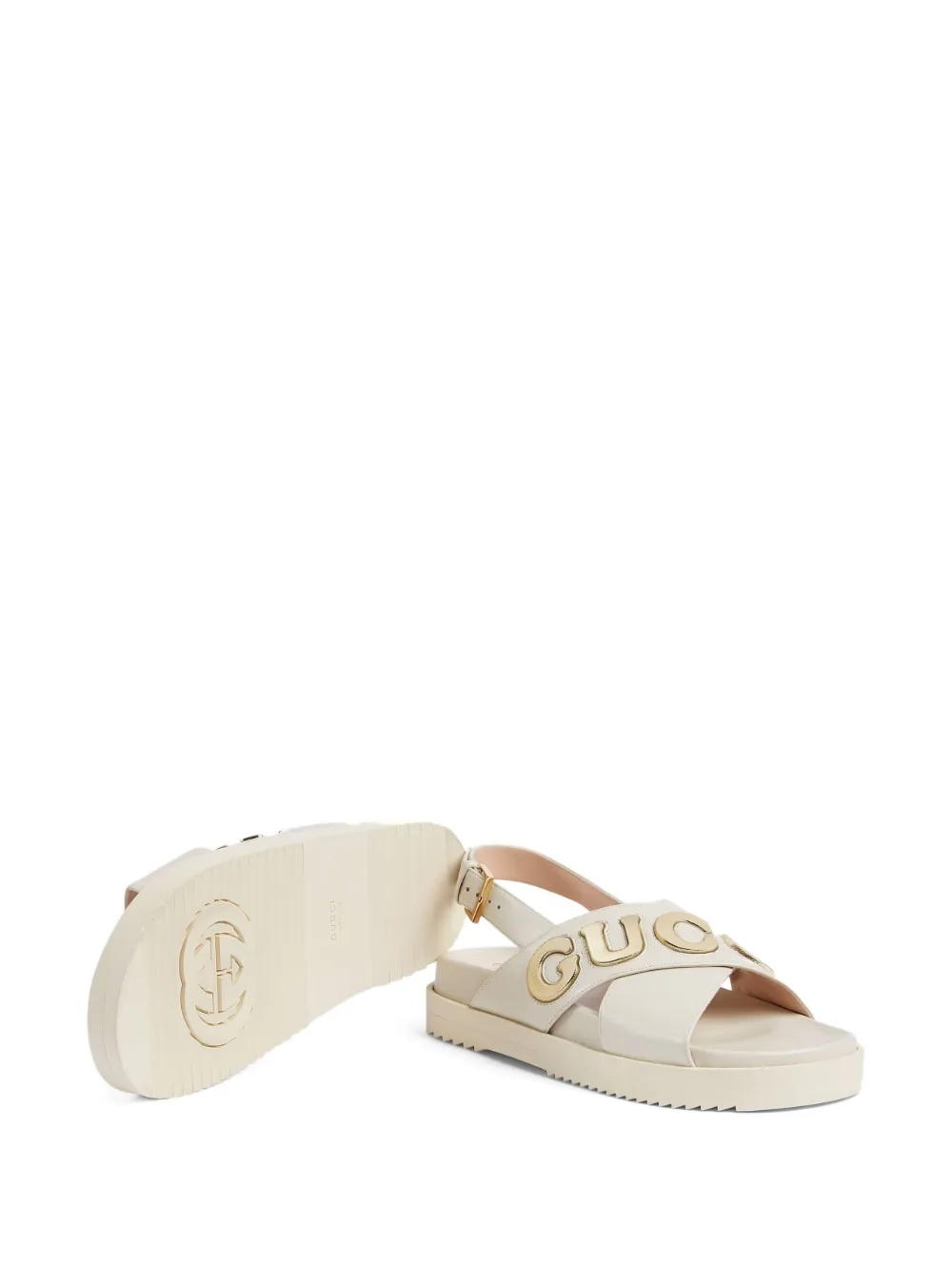 Gucci Raised-logo Slingback Sandals In White | ModeSens