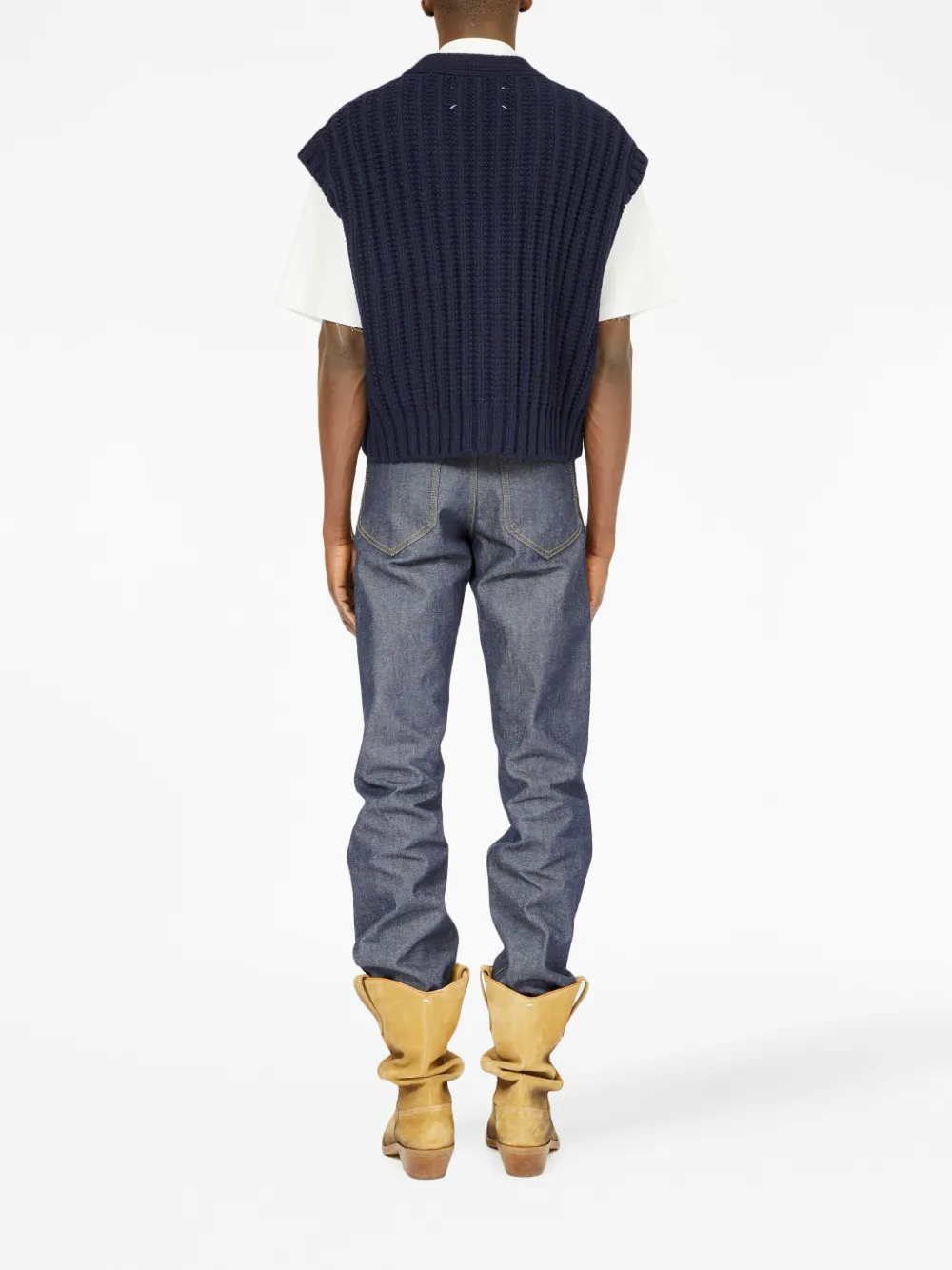 Maison Margiela ribbed-knit Wool Vest | Blue | FARFETCH UK