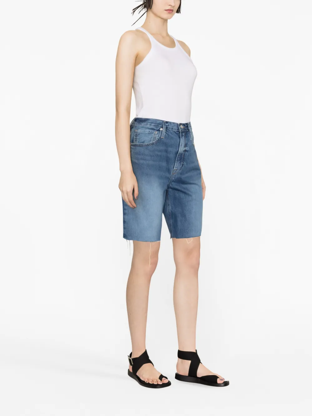 FRAME frayed-edge Denim Shorts | Blue | FARFETCH