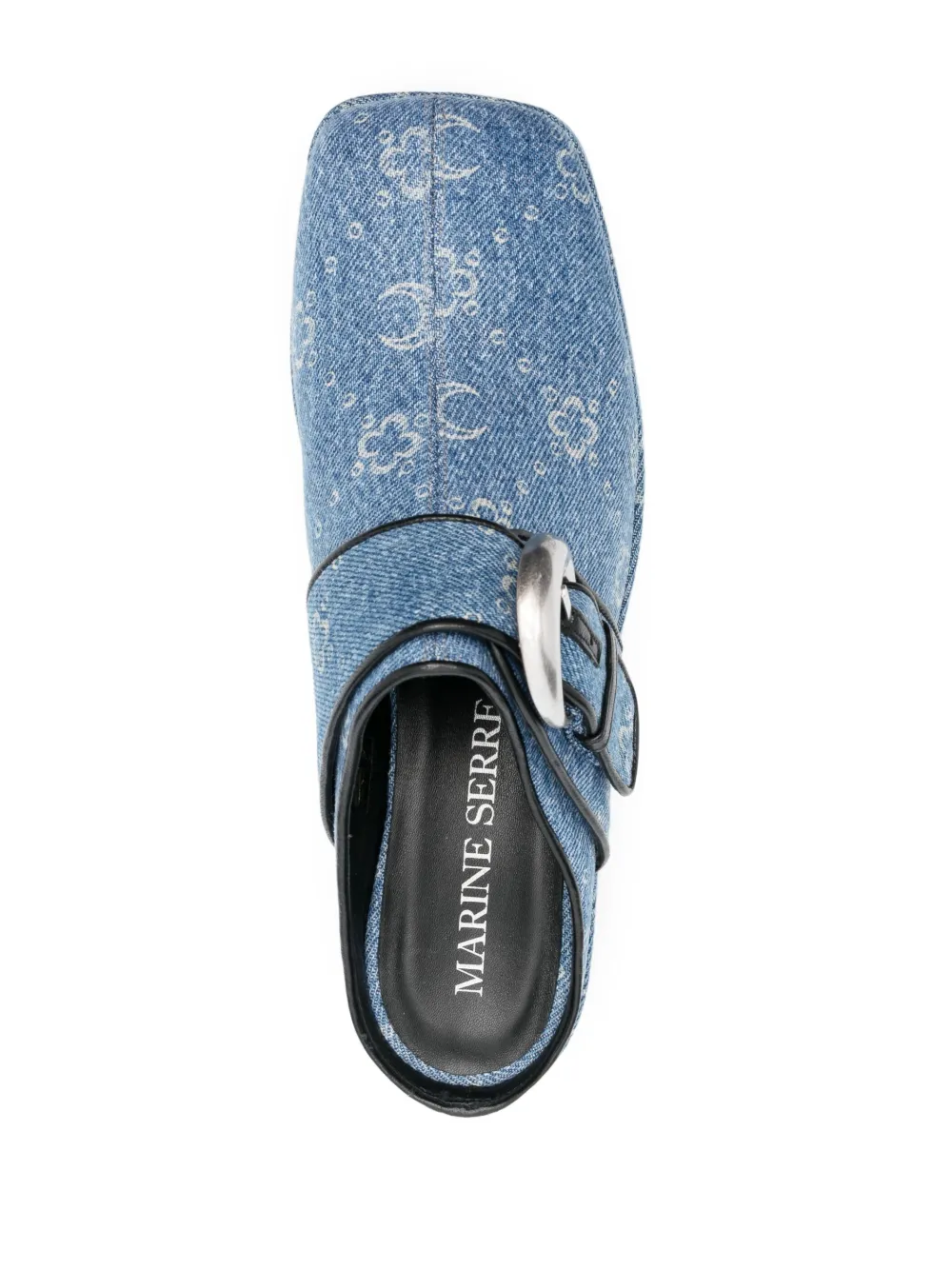 Marine Serre Denim Platform Mules In Blue | ModeSens