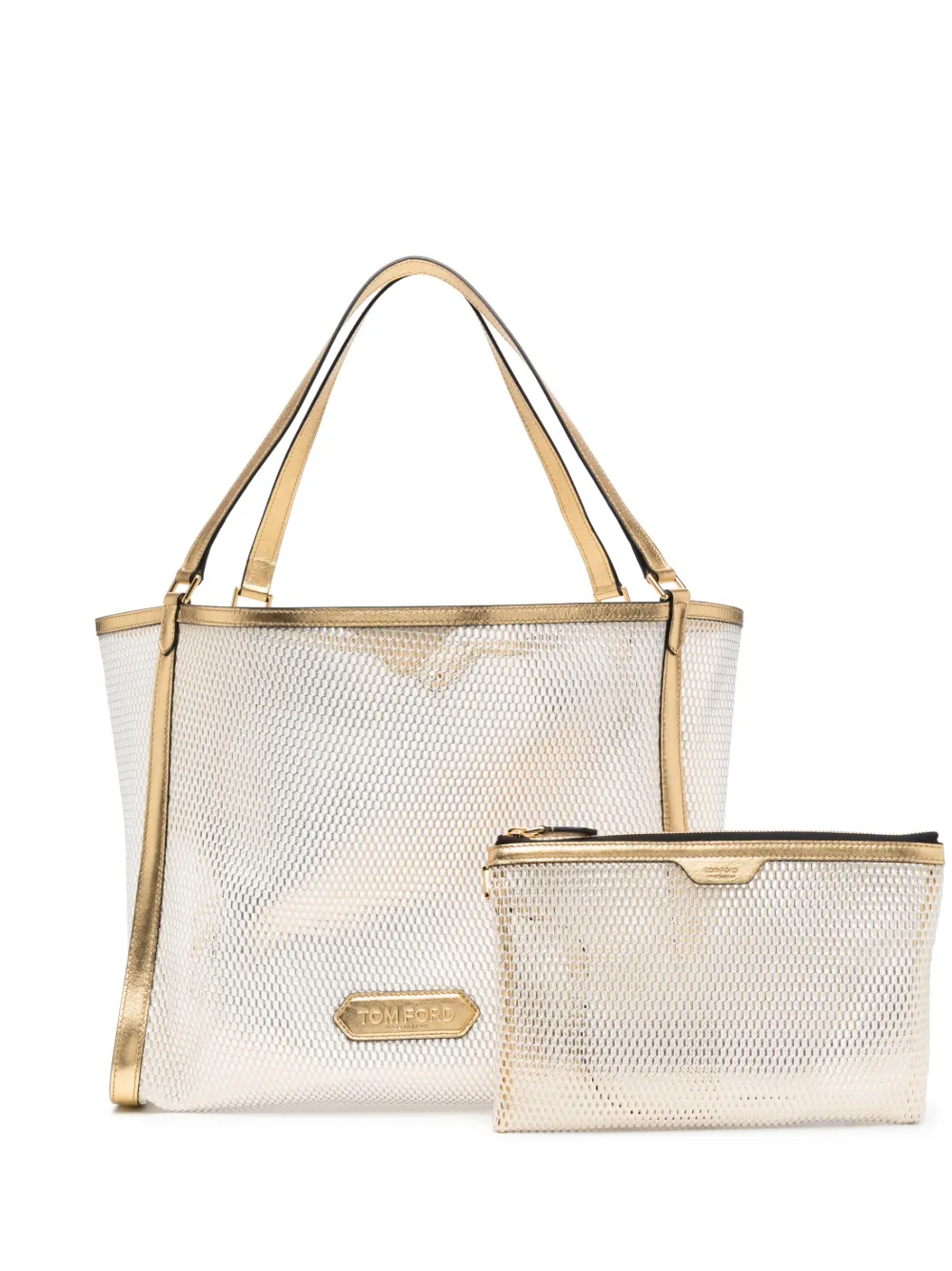 Tom Ford Metallic Mesh Medium Tote Bag In Gold | ModeSens