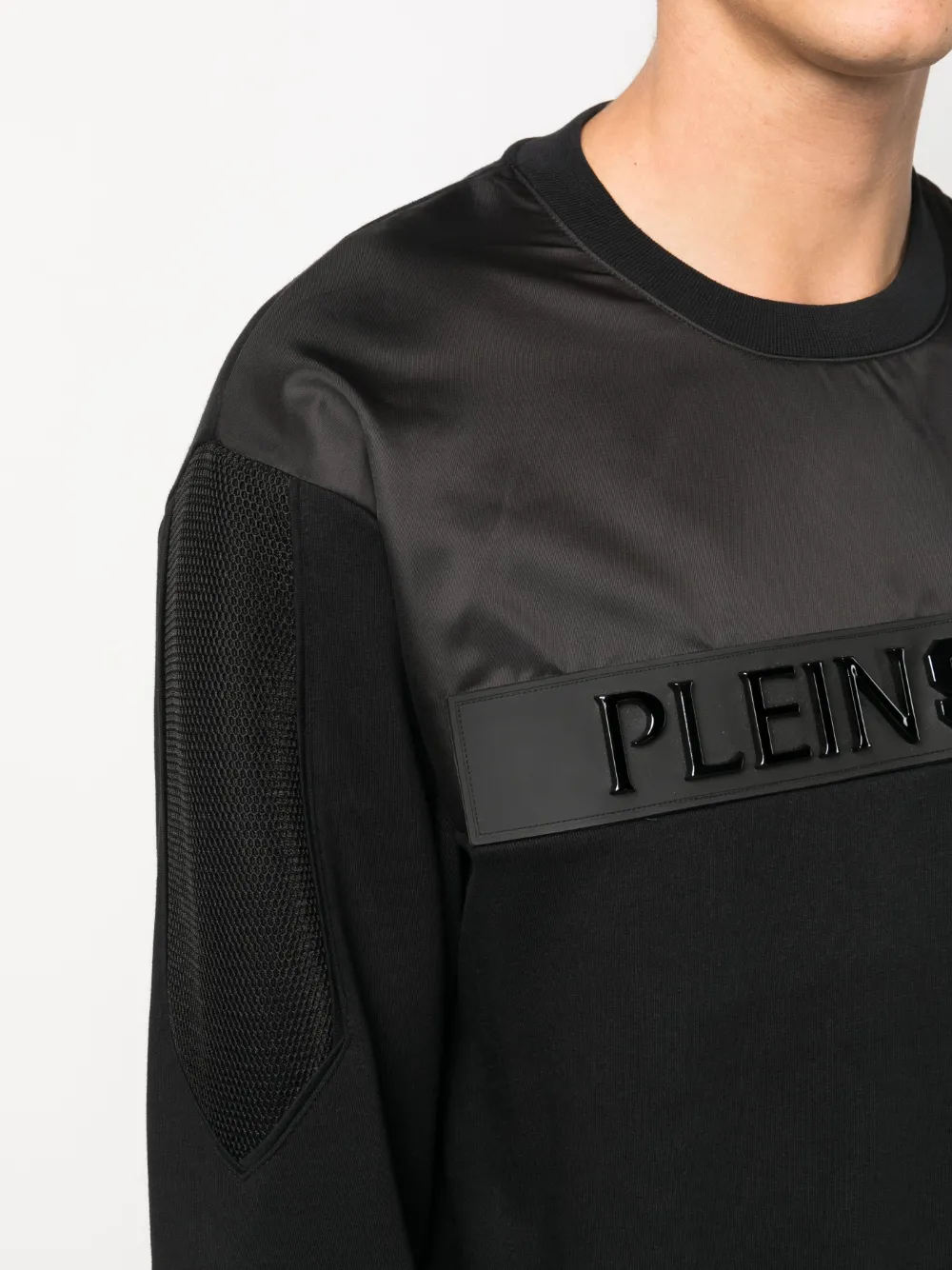 Plein Sport logo-lettering Cotton Sweatshirt | Black | FARFETCH