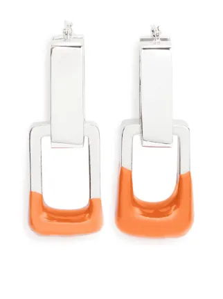 Heron Preston Dip Dye Chain Drop Earrings | Silver | FARFETCH