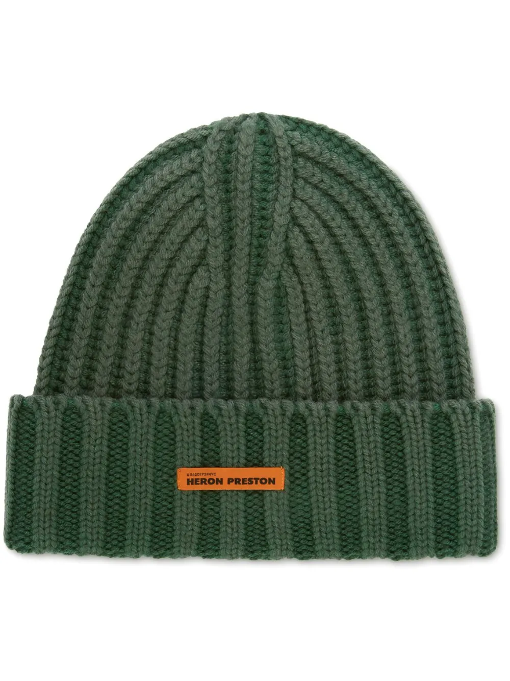 Heron Preston logo-patch ribbed-wool Beanie | Green | FARFETCH