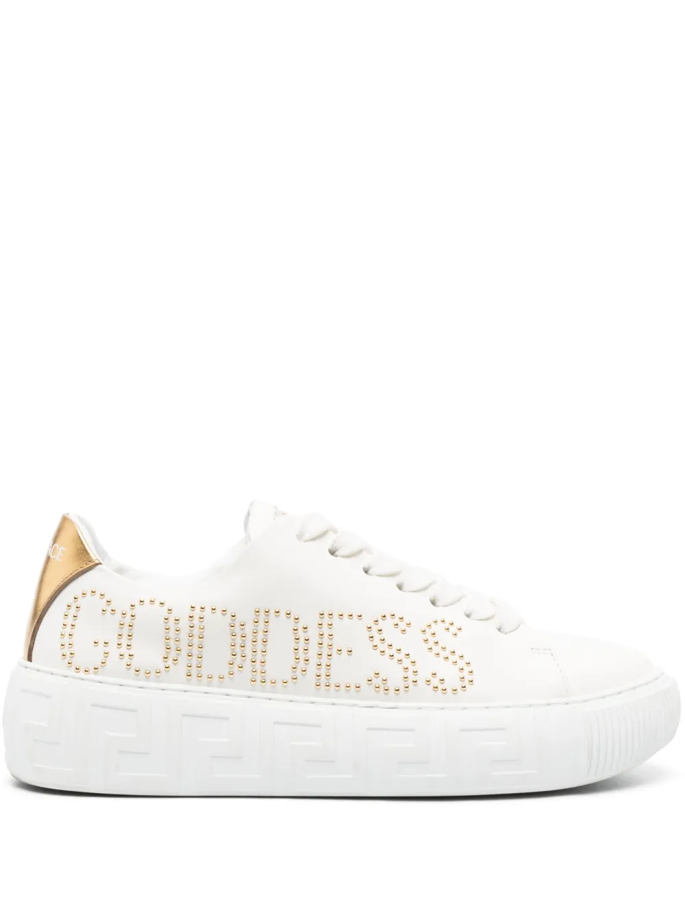 Pre-owned Versace Goddess Greca Low-top Sneakers In White | ModeSens