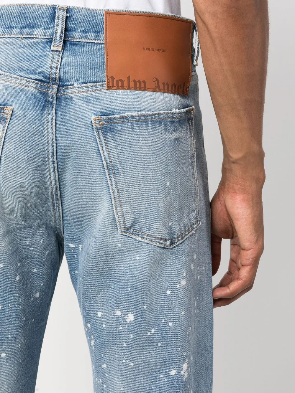 Palm Angels paint-splatter Straight Jeans | Blue | FARFETCH