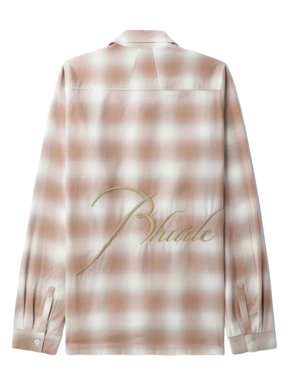 RHUDE logo-embroidered check-print Shirt | Brown | FARFETCH