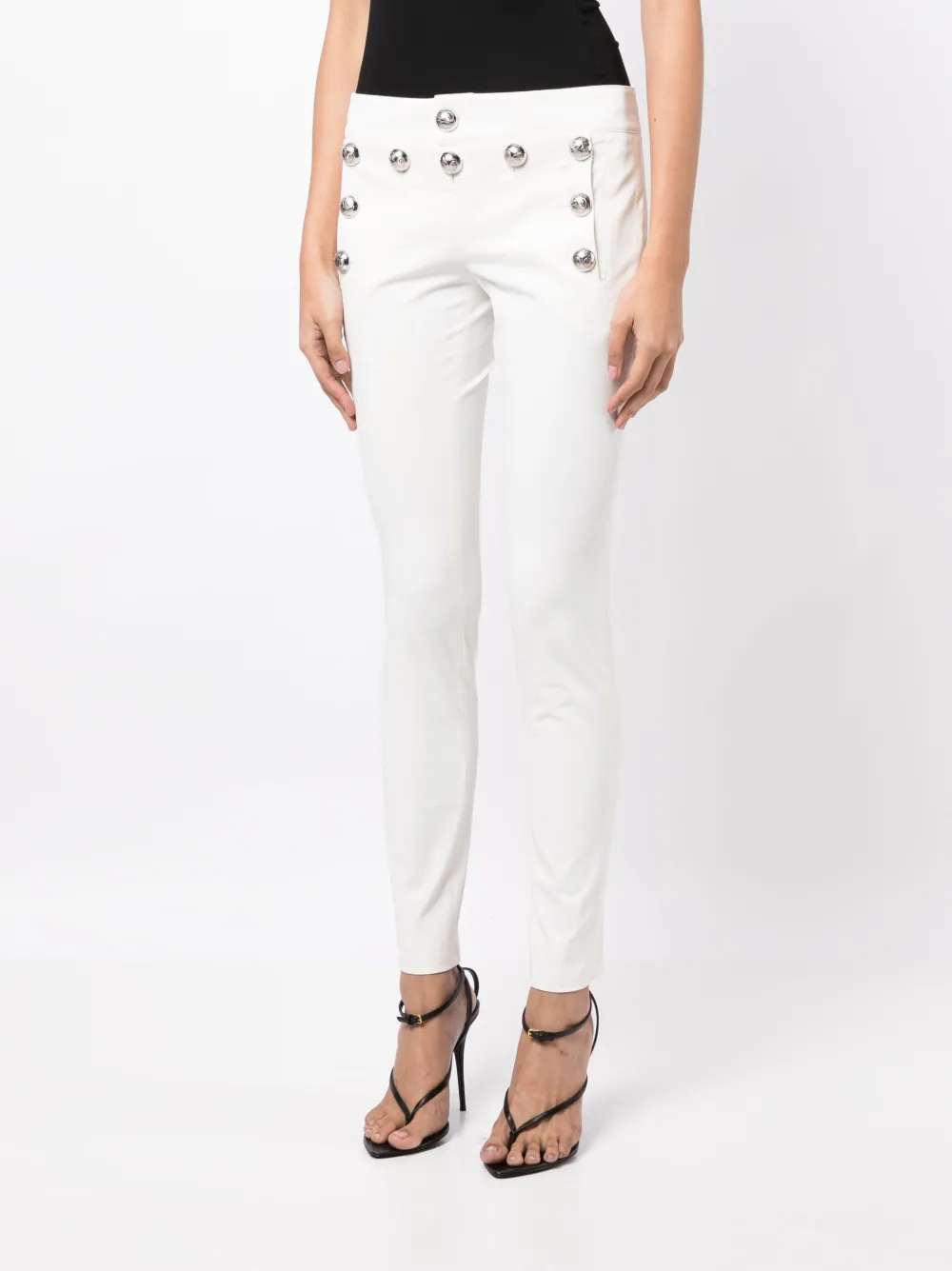Gucci button-detail slim-fit Trousers | White | FARFETCH UK