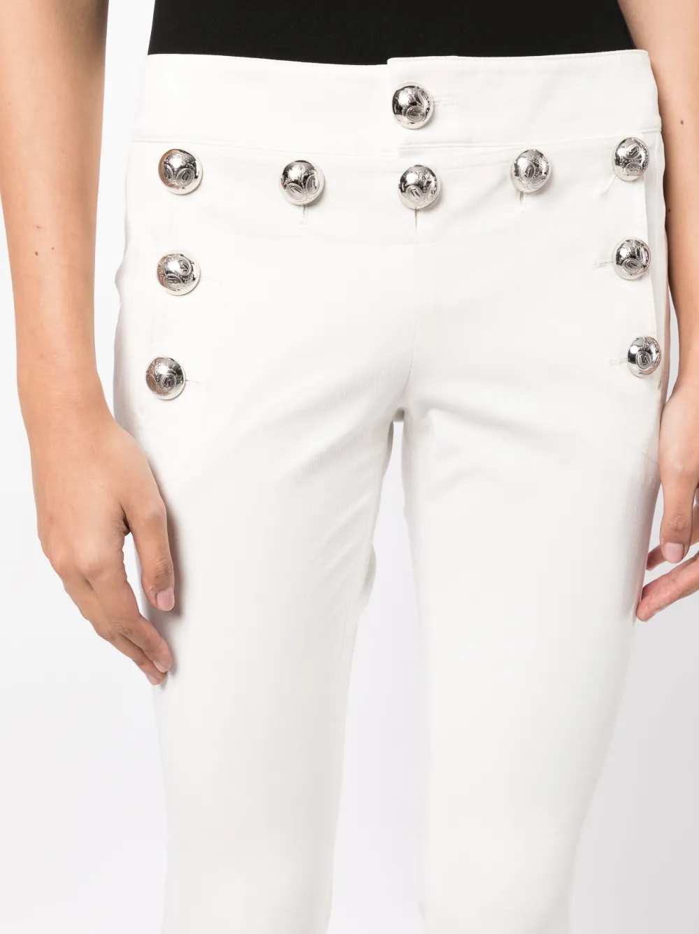 Gucci button-detail slim-fit Trousers | White | FARFETCH UK