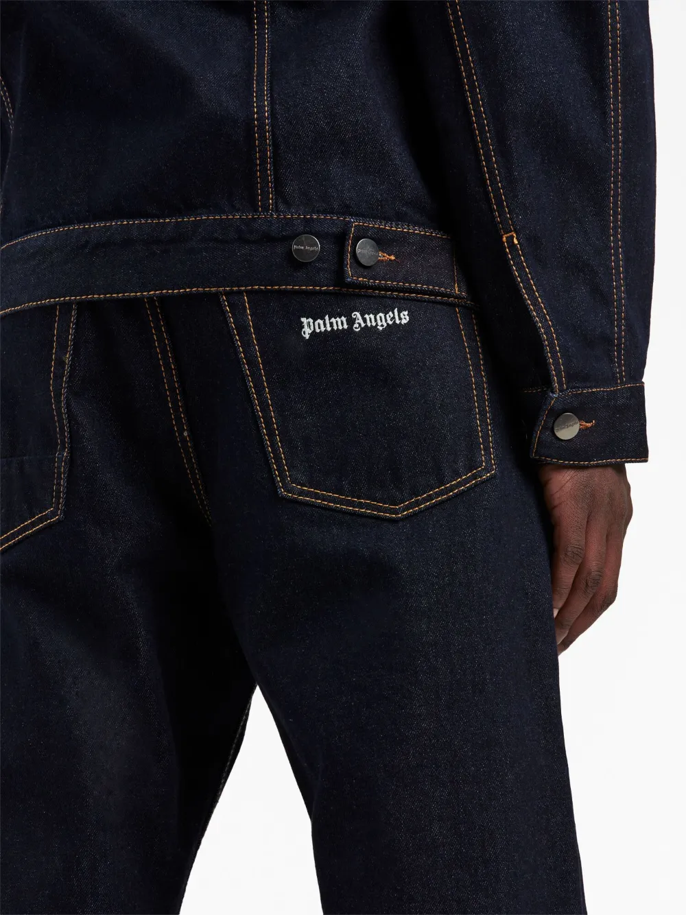Palm Angels logo-embroidered Denim Jeans | Blue | FARFETCH UK