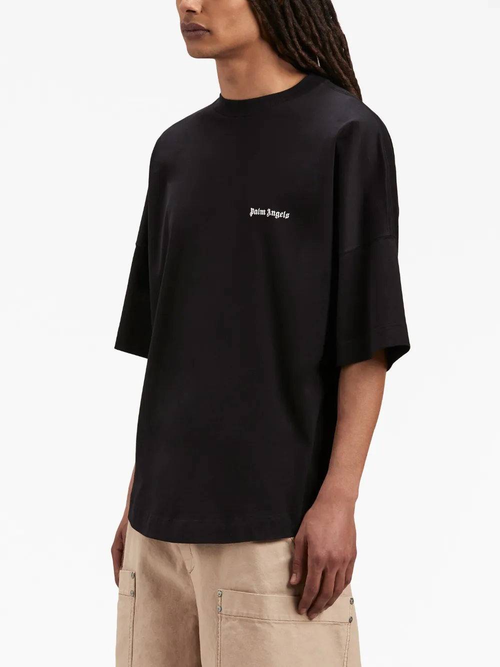 Palm Angels logo-embroidered Cotton T-shirt | Black | FARFETCH