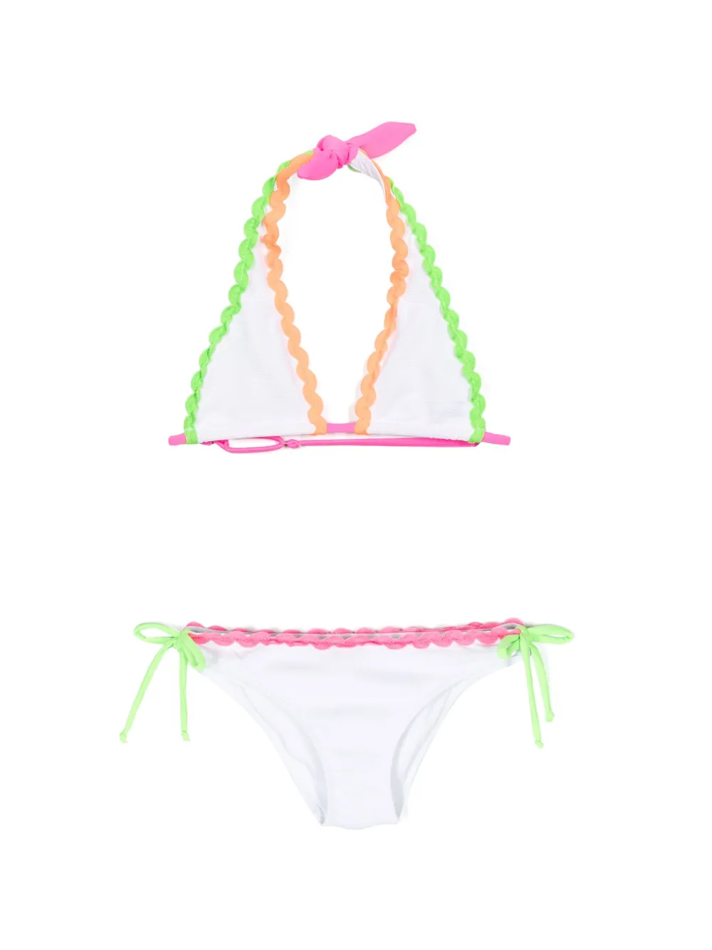 Mc2 Saint Barth Kids' Halterneck Crochet-trim Bikini In White | ModeSens