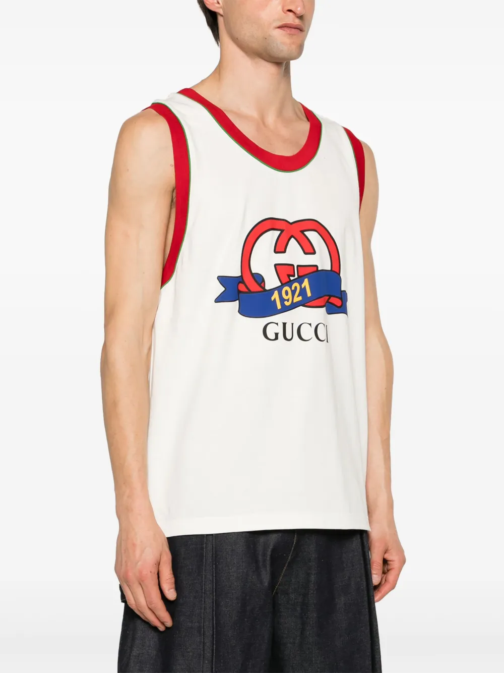 Gucci Interlocking G Cotton Tank Top | White | FARFETCH UK