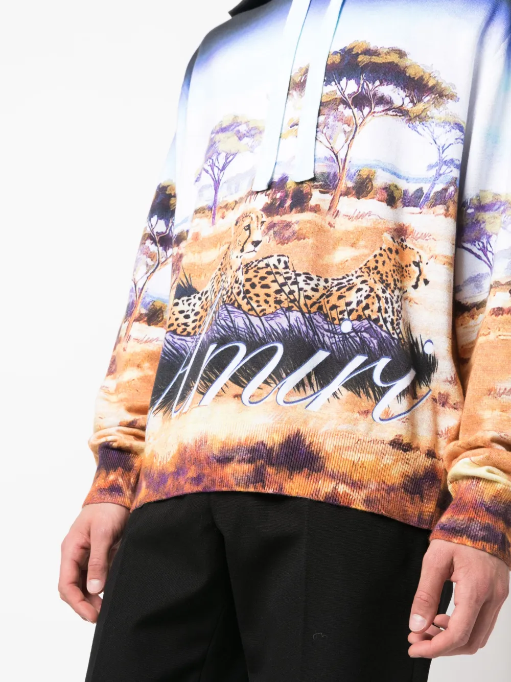 Amiri Graphic-print Cotton Hoodie In Blue | ModeSens