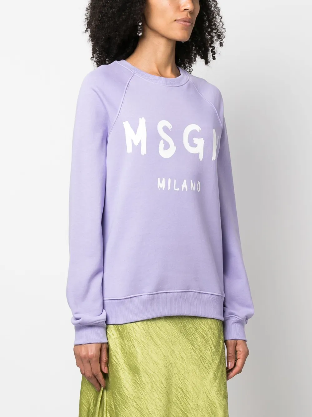 MSGM logo-print Cotton Sweatshirt | Purple | FARFETCH