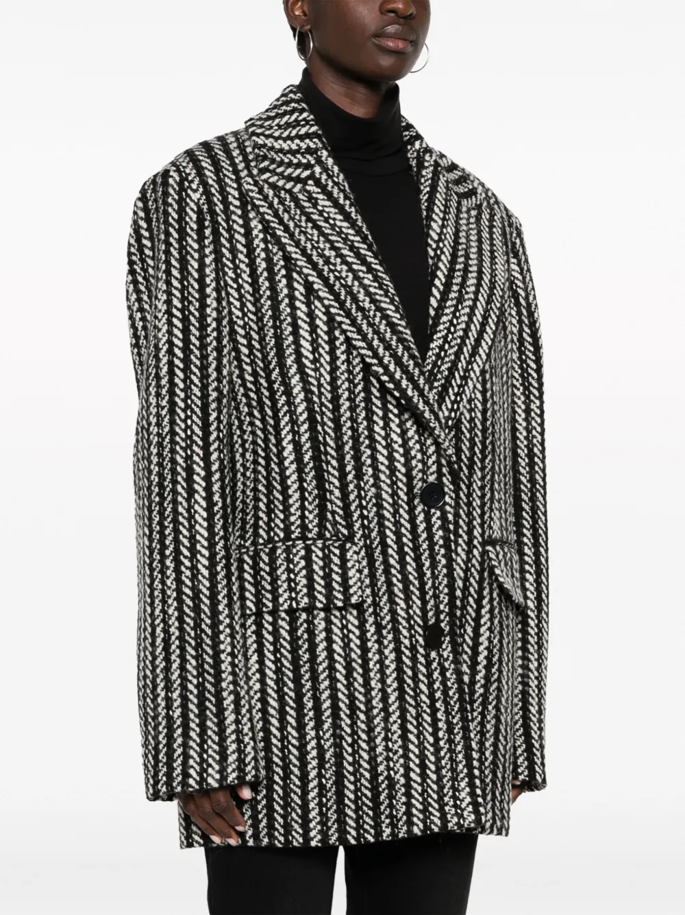 MSGM Herringbone Bouclé single-breasted Blazer | Black | FARFETCH
